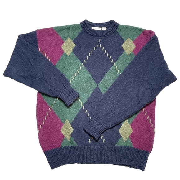 Vintage | Sweaters | Vtg Argyle Grandpa Dad Sweater Large | Poshmark